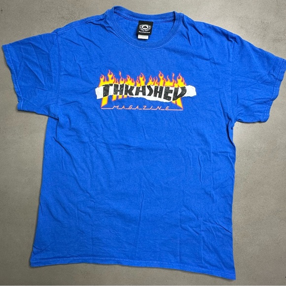 Thrasher | Shirts | Thrasher Magazine Vintage Flame Logo Blue Tshirt ...